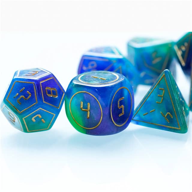 Golden Jade of Magic DND Resin Dice Set for Dungeons and Dragons, D&D, D20, D and D, Polyhedral Resin Dice, Dungeons and Dragons Gifts, Accessories