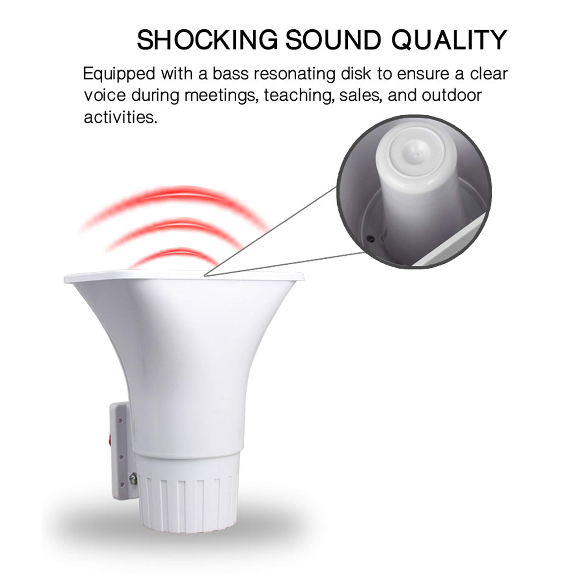 KLLsmDesign 30W Alarm Siren ,Dual Tone Outdoor Self Contained Electric Security Ring Siren with Bracket,6-12V DC 1.1Ah 130db 8 X 5.5 X 9 Inch for Car Home Doorbell Security Protection System,White
