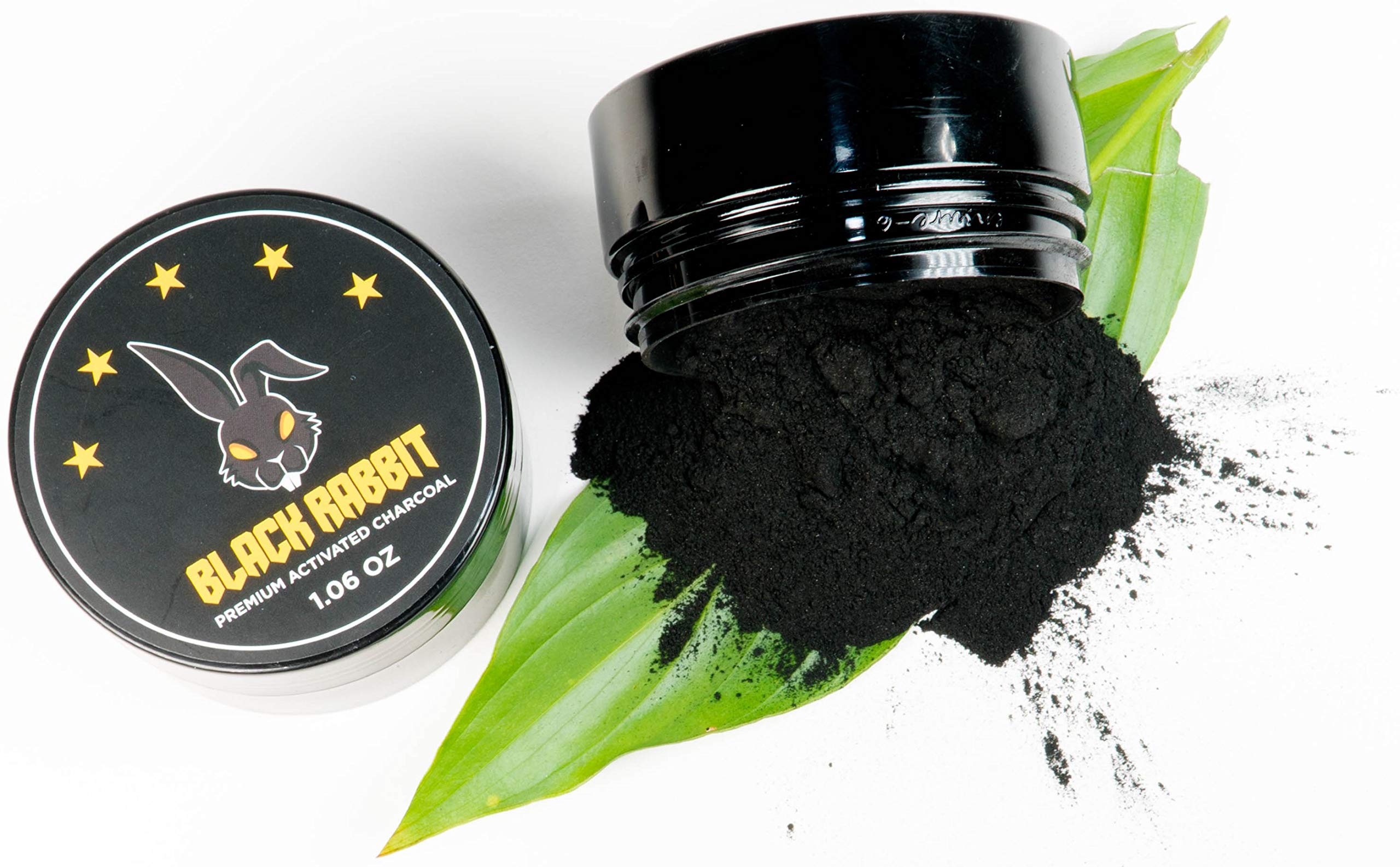 Premium Activated Charcoal Teeth Whitening Powder by Black Rabbit - Fluoride Free 30g/1.06oz