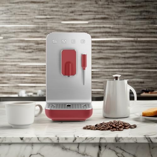 Smeg Fully Automatic Coffee Machine with Steam, Black BCC02RDMUS, Whole Bean Grinder and Titan Renew Water Tank