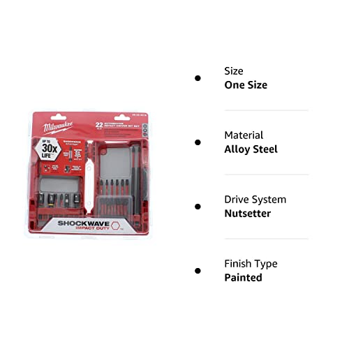 Milwaukee 48-32-4016 Automotive Shockwave Kit 22 Piece Automotive Impact Driver Bit Set