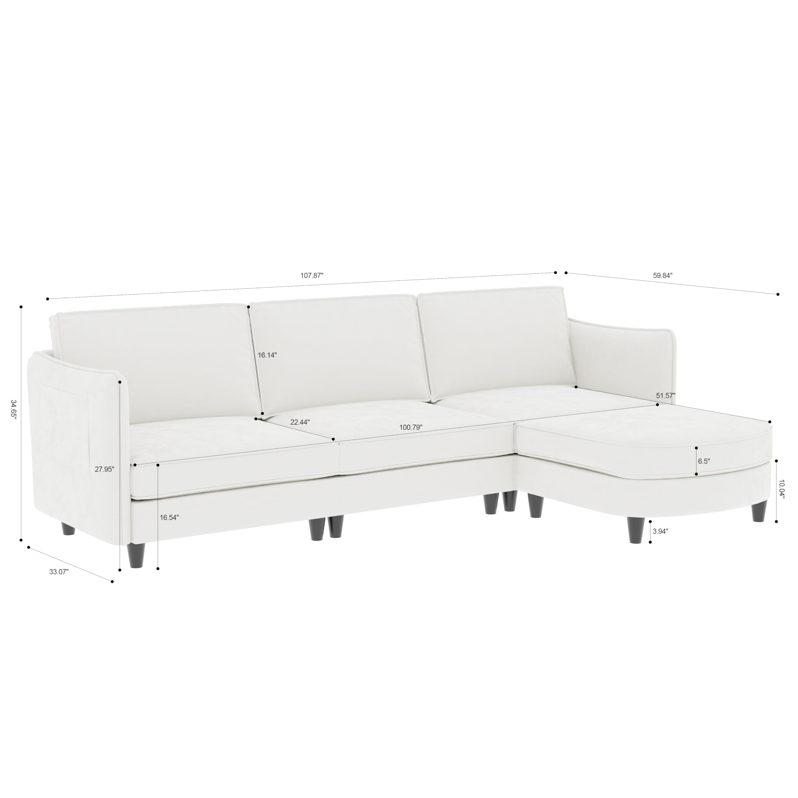 Hommoo Modern Reversible Sectional Sofa Couch for Living Room U Shaped Sectional with 2 Ottomans Comfy Linen Fabric 4 Seat Sofa with Metal Legs Large Modular Sofa Couch with Pillows 143" Beige