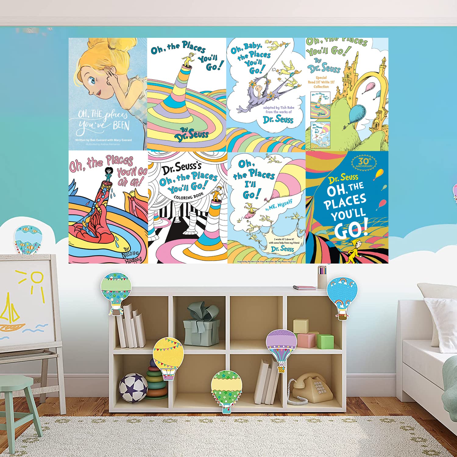 8 Sheet Dr Suess themed posters，Dr Suess party decoration， Adorable Wall Decor for Bedrooms Nursery Play Room