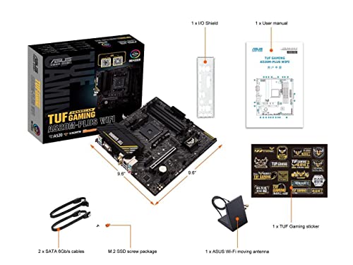 ASUS TUF Gaming A520M-PLUS (WiFi) AMD AM4 (3rd Gen Ryzen™) microATX Gaming Motherboard (M.2 Support, 802.11ac Wi-Fi, DisplayPort, HDMI, D-Sub, USB 3.2 Gen 1 Type-A and Aura Addressable Gen 2 headers)