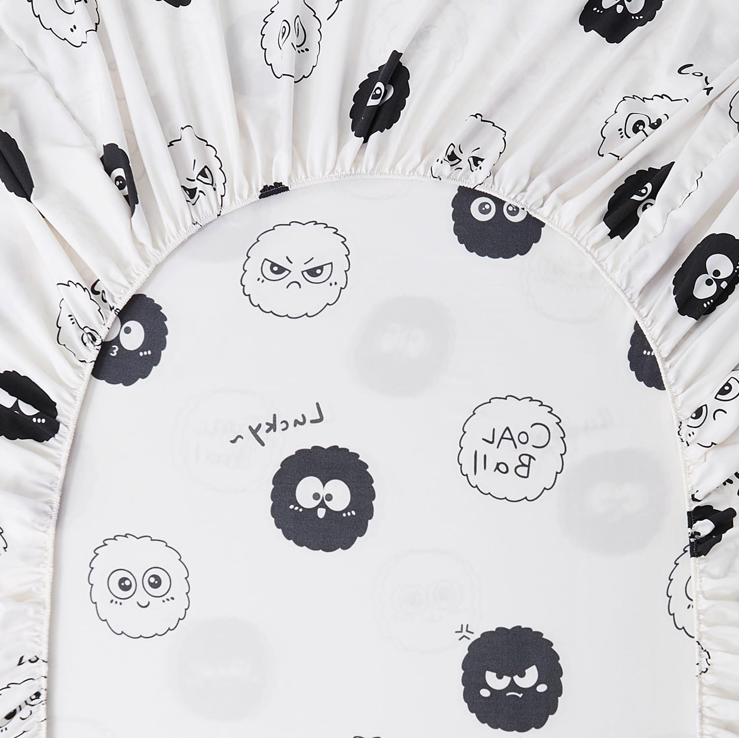 8HMOON Small Coal Ball Sheet Set Twin Size - 3 Piece Set,Cute Character Printed Soft Microfiber Bed Sheets for Girls and Boy Deep Pocket