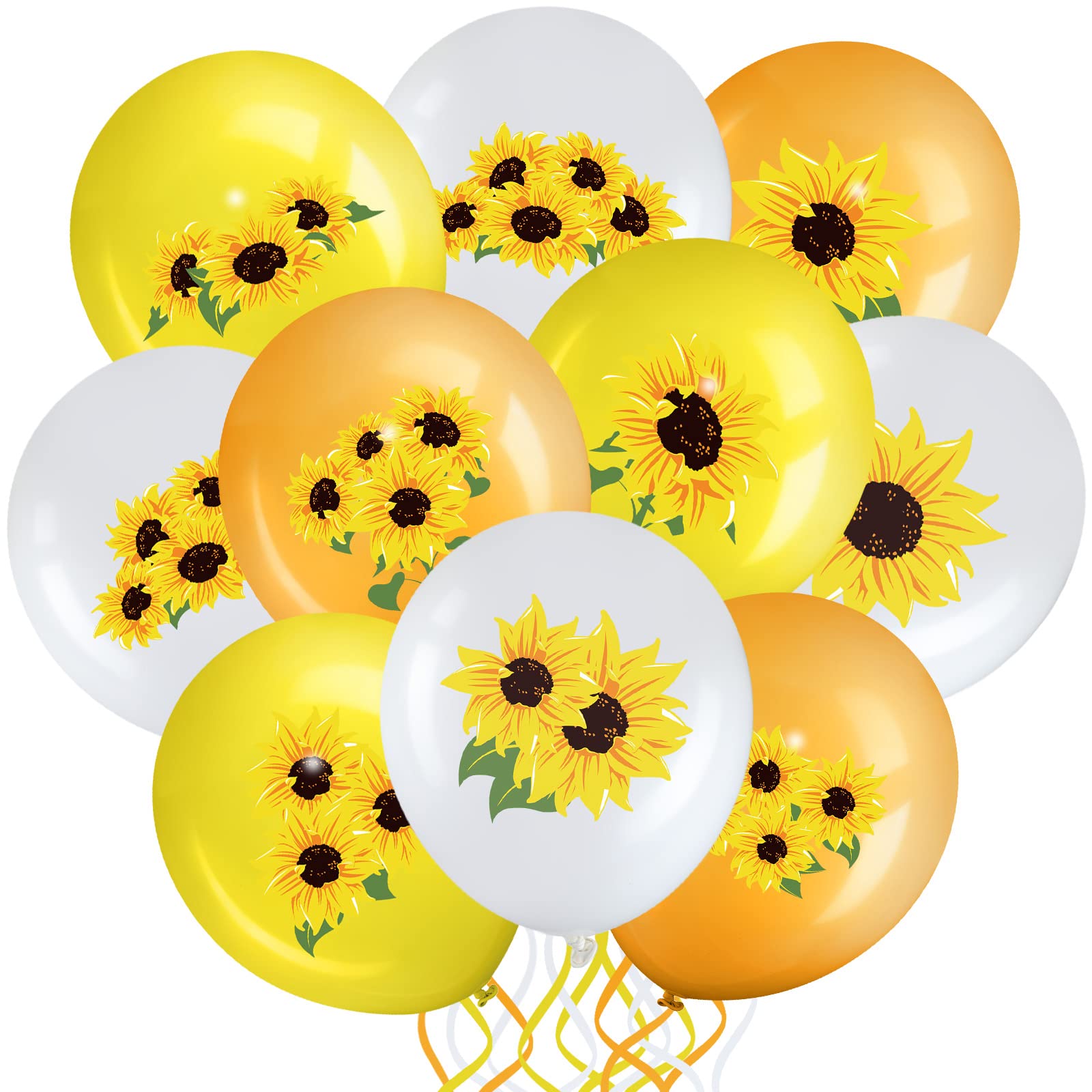 45 Pieces Sunflower Party Decorations Balloons Sunflower Latex Balloons 12 Inches Yellow White Sunflower Balloons for Summer Sunflower Themed Baby Shower Birthday Wedding Party Decorations Supplies