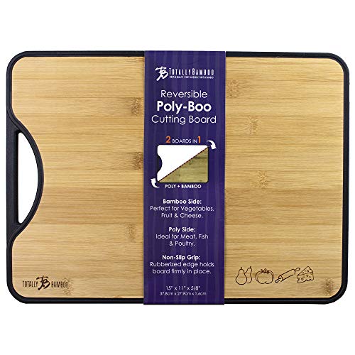 Totally Bamboo Poly-Boo Double Sided Bamboo and Poly Cutting Board, 15" x 11", BPA Free
