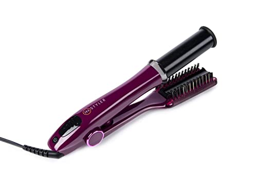InStyler Max 1.25" Purple 2-Way Professional Rotating Iron with Sectioning Comb - Heated Tourmaline Ceramic Barrel Straightens Without Creasing for Blowout Styling - For All Hair Types