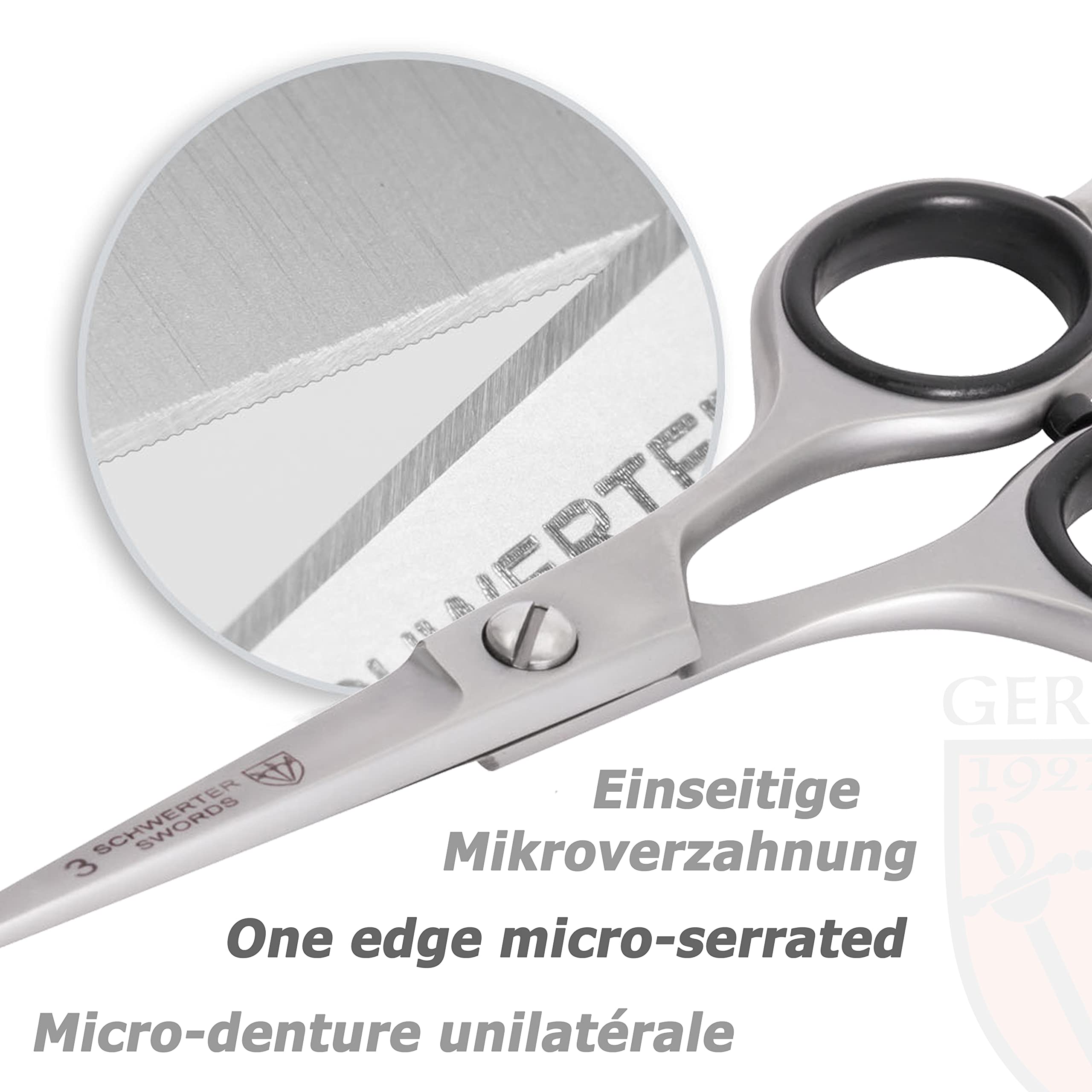 3 Swords Germany β professional BEARD MUSTACHE HAIR SCISSORS, stainless steel, straight blade, sharp, with black case