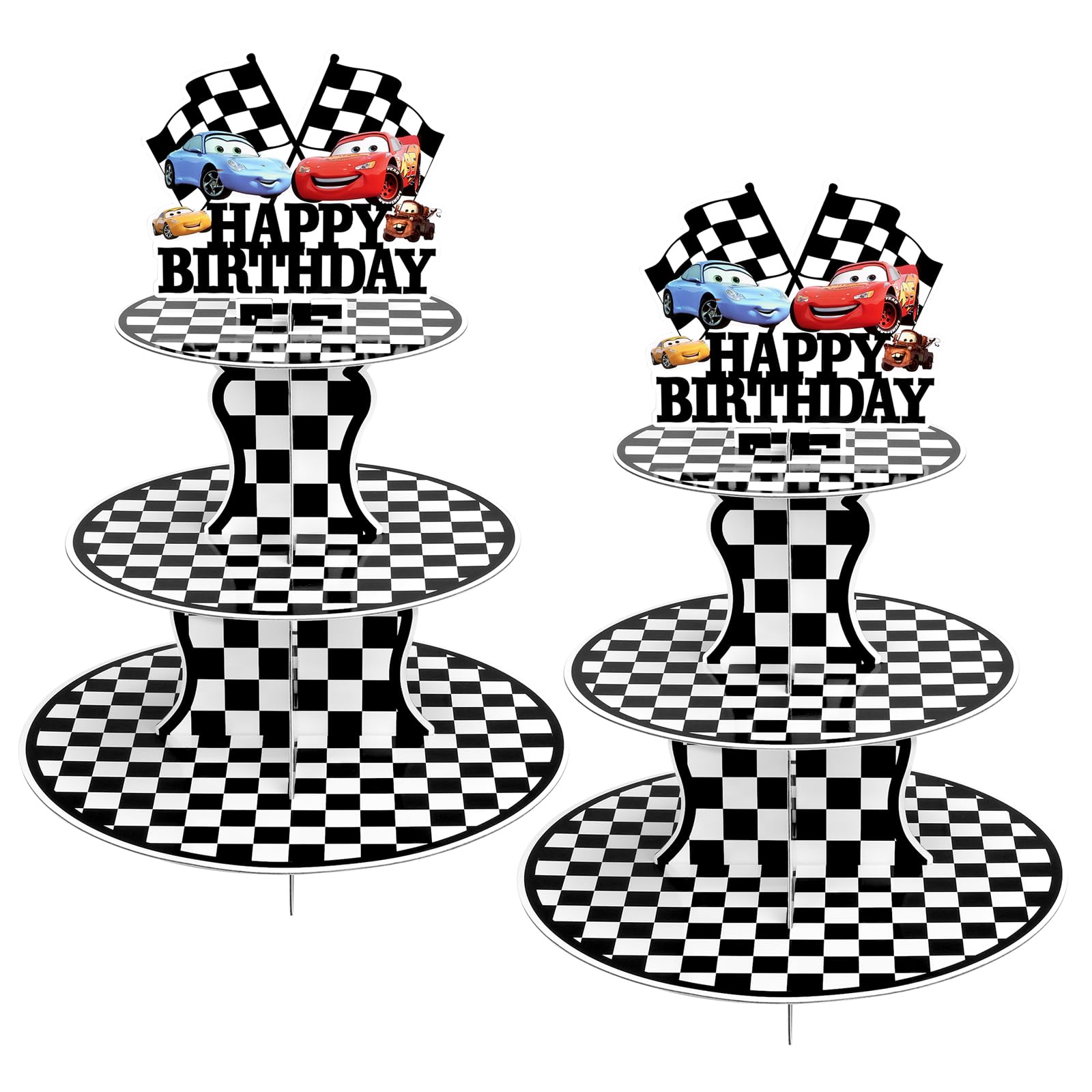 BACUTHY 2 Pack Cupcake Stands for Miner Crafting Birthday Party Decorations Pixel Game Party Favors Supplies, Cardboard Cupcake Holder with Toppers