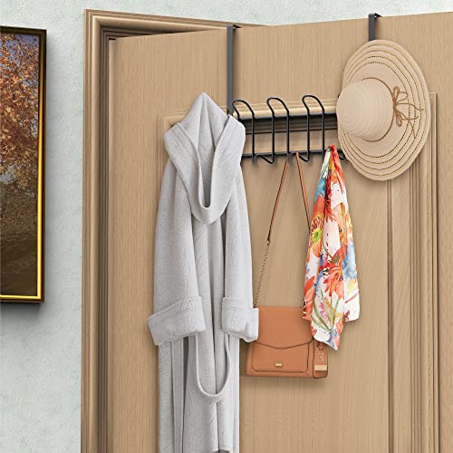 Minggoo Coat Rack Wall Mounted Hook Rack Over The Door Hook Organizer 13 Hooks, Heavy-Duty Iron Wire Black