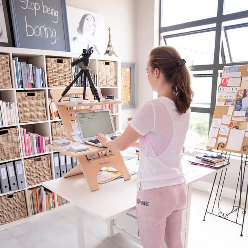 DeskStand Original Standing Desk Height Adjustable Sit-Stand Desk Converter, Ergonomic Furniture