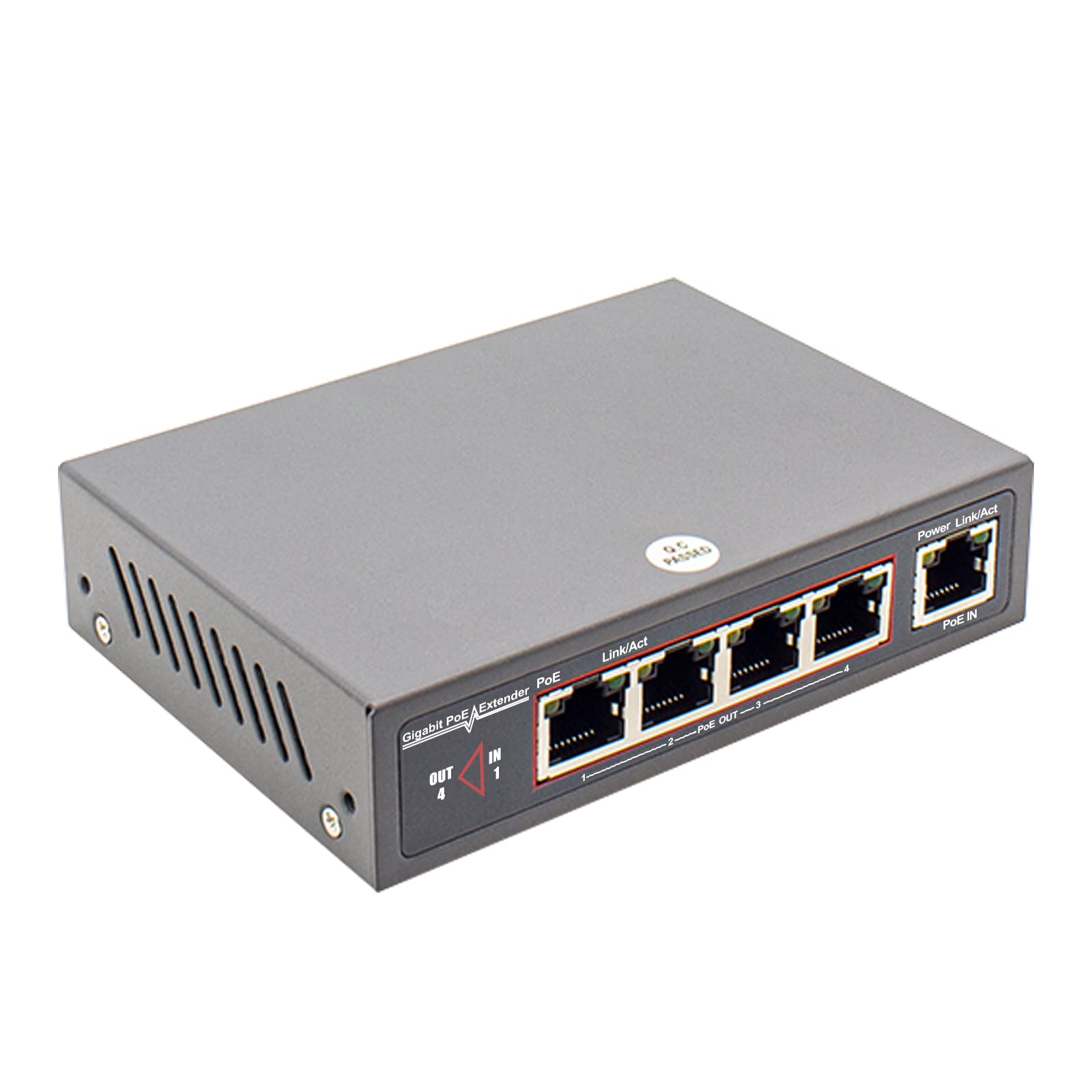5 Port Gigabit PoE Extender, 60W Ethernet PoE Passthrough Switch, 10/100/1000 Mbps, IEEE802.3af/at,PoE++ Extender No Power Required