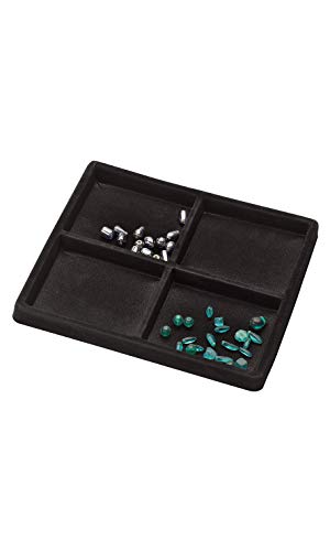 4 Section Black Flocked Tray Inserts - 7"L x 6-3/4"W - Set of 3