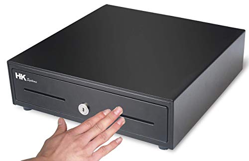 HK SYSTEMS 13" Heavy Duty Black "Push" Open Cash Drawer, 4B5C with Under Counter Mounting Metal bracket