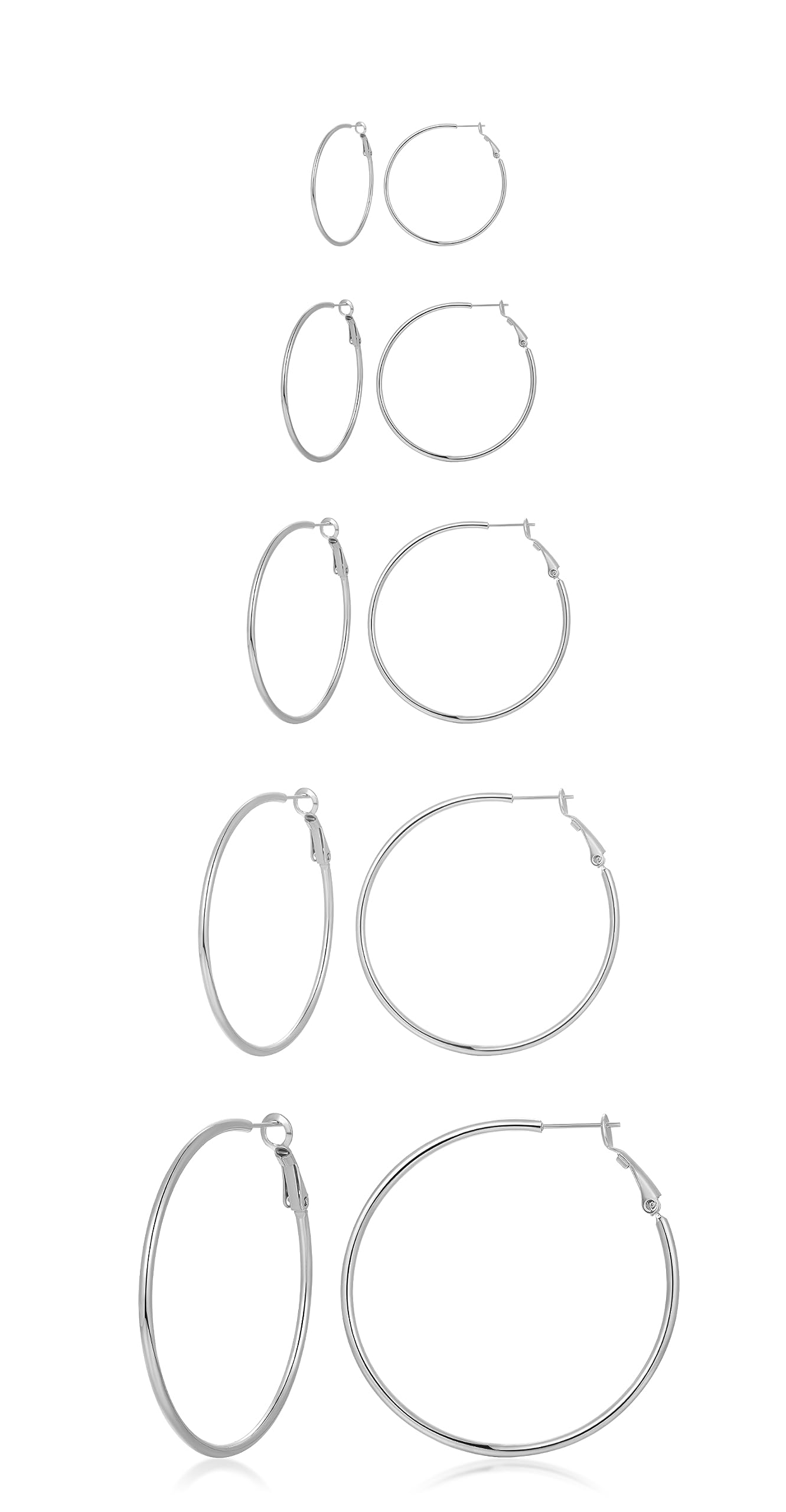 5 Pairs 316L Hoop Earrings For Women Stainless Steel Hoop Earring Set 25mm 30mm 35mm 40mm 45mm