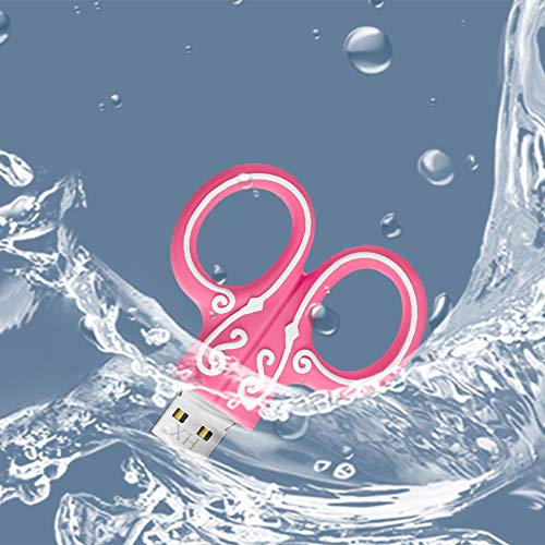 USB Flash Drives, 8GB / 16GB / 32GB / 64GB Waterproof Silicone USB 2.0 USB Memory Stick Data Storage Pendrive Thumb Drives (32GB, Pink Scissors)