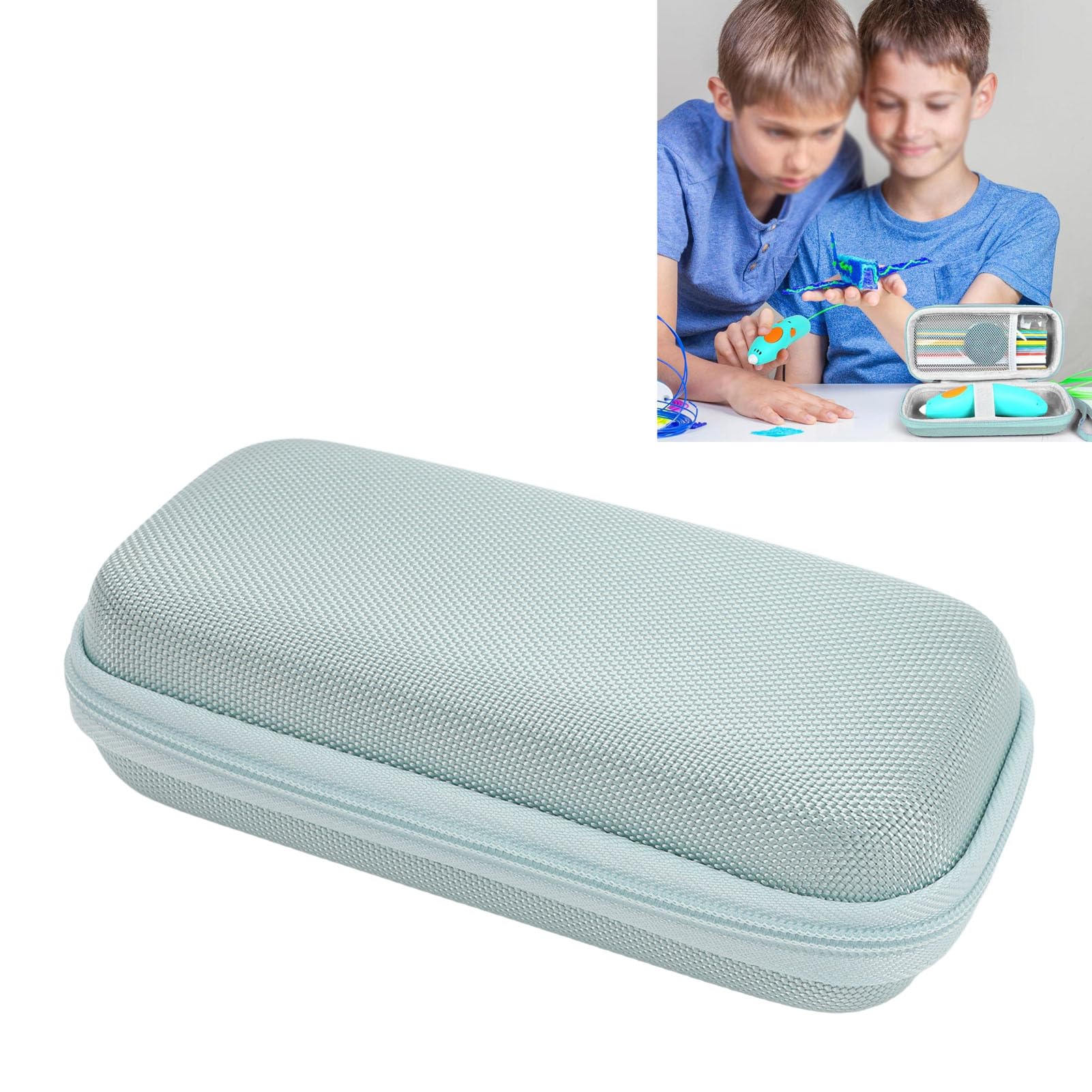 Hard Carrying Case for 3D Printing Filament, EVA 3D Printing Pen Hard Storage Case with Fluent Zipper, Built in Mesh Pocket, Waterproof and Dustproof