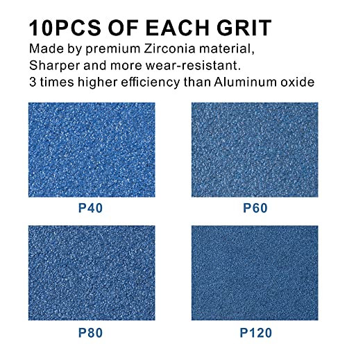 40 Pack Sanding Belts Replacement 3/8 x 13" Size - 10 Each of 40/60/80/120 Grits Zr-Corundum Sanding Belt (3/8" x 13" Belts)