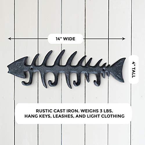 Wallcharmers Large Fish Bone Key, Leash, & Towel Holder | Nautical Home & Wall Decor
