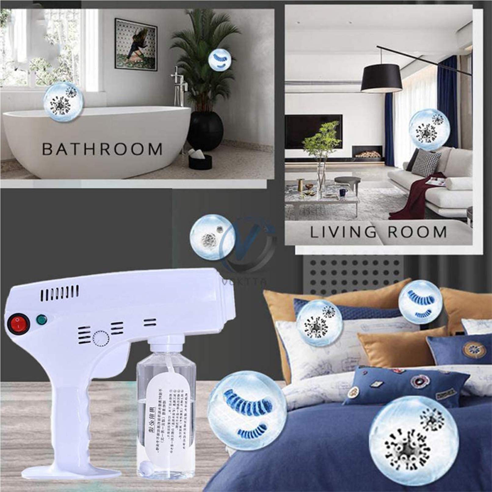 XSWL Portable Nano Steam Gun Hair Care Hydration Sprayer Hot Dyeing Care Blue Micro Mist Machine Spray Gun Hair Steamer Trigger