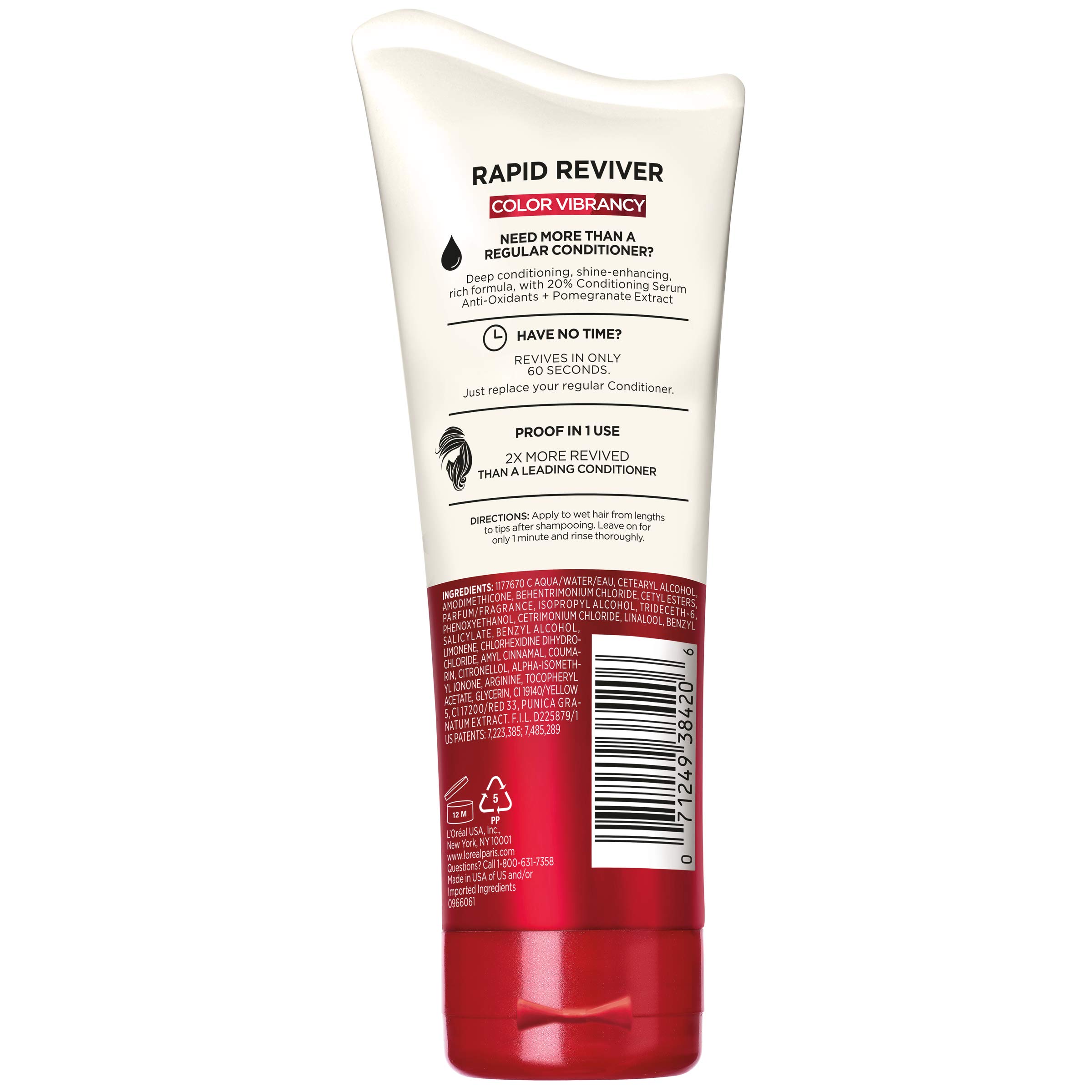 L’Oréal Paris Elvive Color Vibrancy Rapid Reviver Deep Conditioner, Repairs Damaged Color-Treated Hair, No Leave-In Time, with Damage Repairing Serum and Antioxidants, 6 oz.