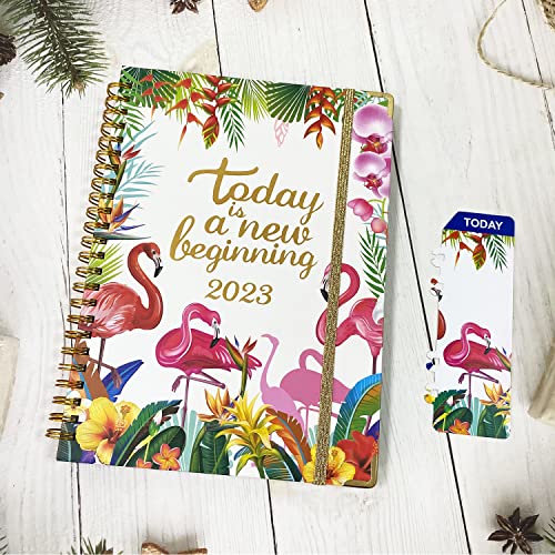 2023 Planner - Weekly and Monthly Planner 2023, January 2023 - December 2023, 6.4" x 8.43" Calendar Planner, 2023 Planner includes Thick Paper, Tabs, Inner procket - Flamingo