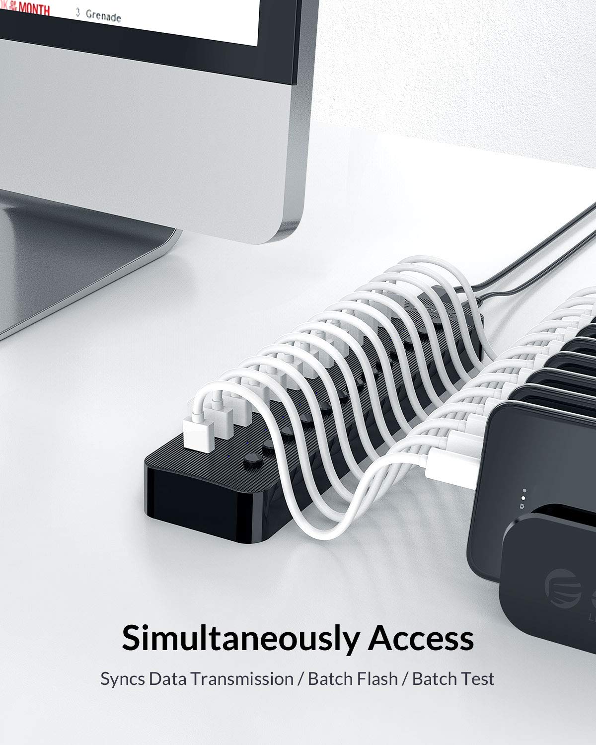 ORICO Powered USB Hub, 13 Ports 60W USB 3.0 Data Hub with BC1.2 Charging, Individual On/Off Switches and 12V/4A Power Adapter for Desktop Computer, PC, iMac, Mobile HDD, Flash Drive