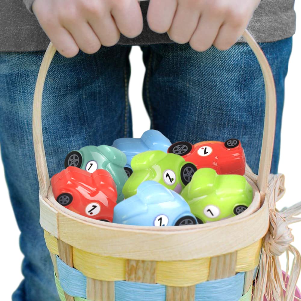 ArtCreativity Race Car Plastic Easter Eggs for Kids, Set of 12, Easter Eggs in Colorful Toy Car Designs, Detachable Halves for Easy Filling, Great as Easter Egg Hunt Supplies and Party Favors