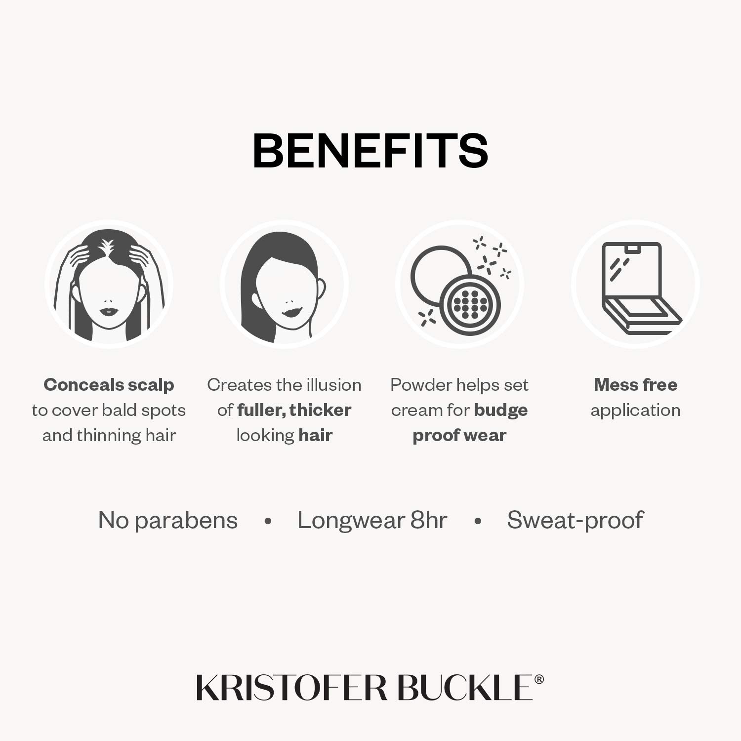 KRISTOFER BUCKLE Full Disclosure Scalp Cover Duo, 0.39 oz. | Camouflaging Cream Conceals Sparse, Thinning Hair & Bald Spots | Brunette