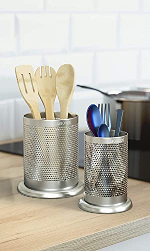 Stainless Steel Kitchen Utensil Holder for Kitchen Counter - Small Spoon Holder Utensil Crock and Large Cooking Utensil Holder Utensil Caddy - Kitchen Utensil Organizer Spatula Holder for Countertop