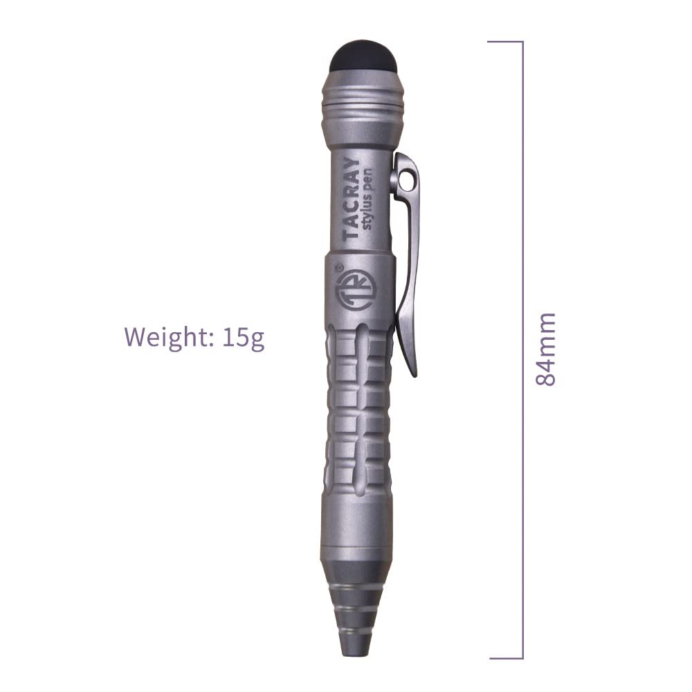 TACRAY Titanium Stylus Mini Pen, Bolt Action Small Pen with Branded Lamy Refill, Pocket Clip EDC Pen for Touch Screens
