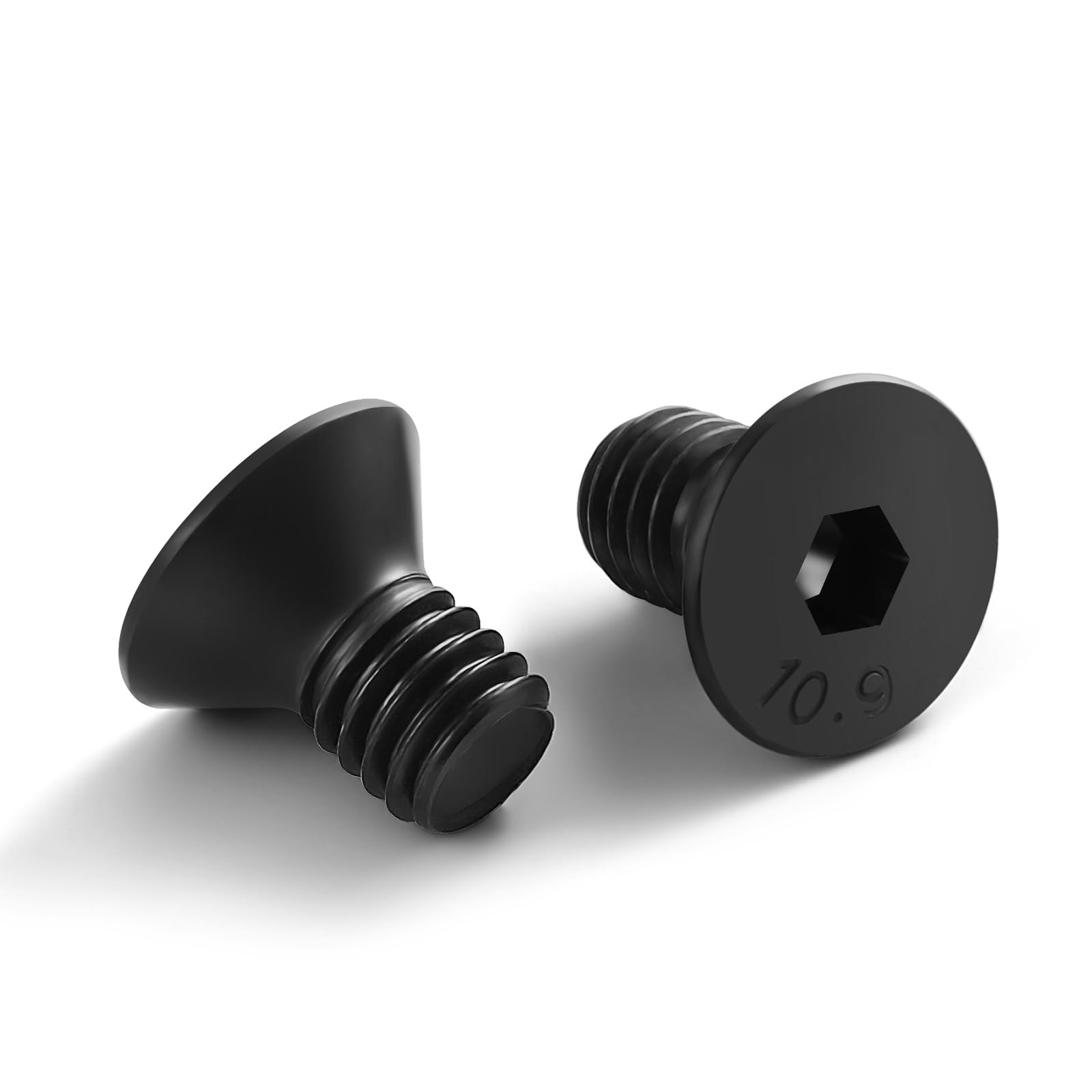 M5-0.8 x 10mm Flat Head Socket Cap Screws Countersunk Bolts, Class 10.9 Black Oxide Alloy Steel, DIN 7991, 100 PCS