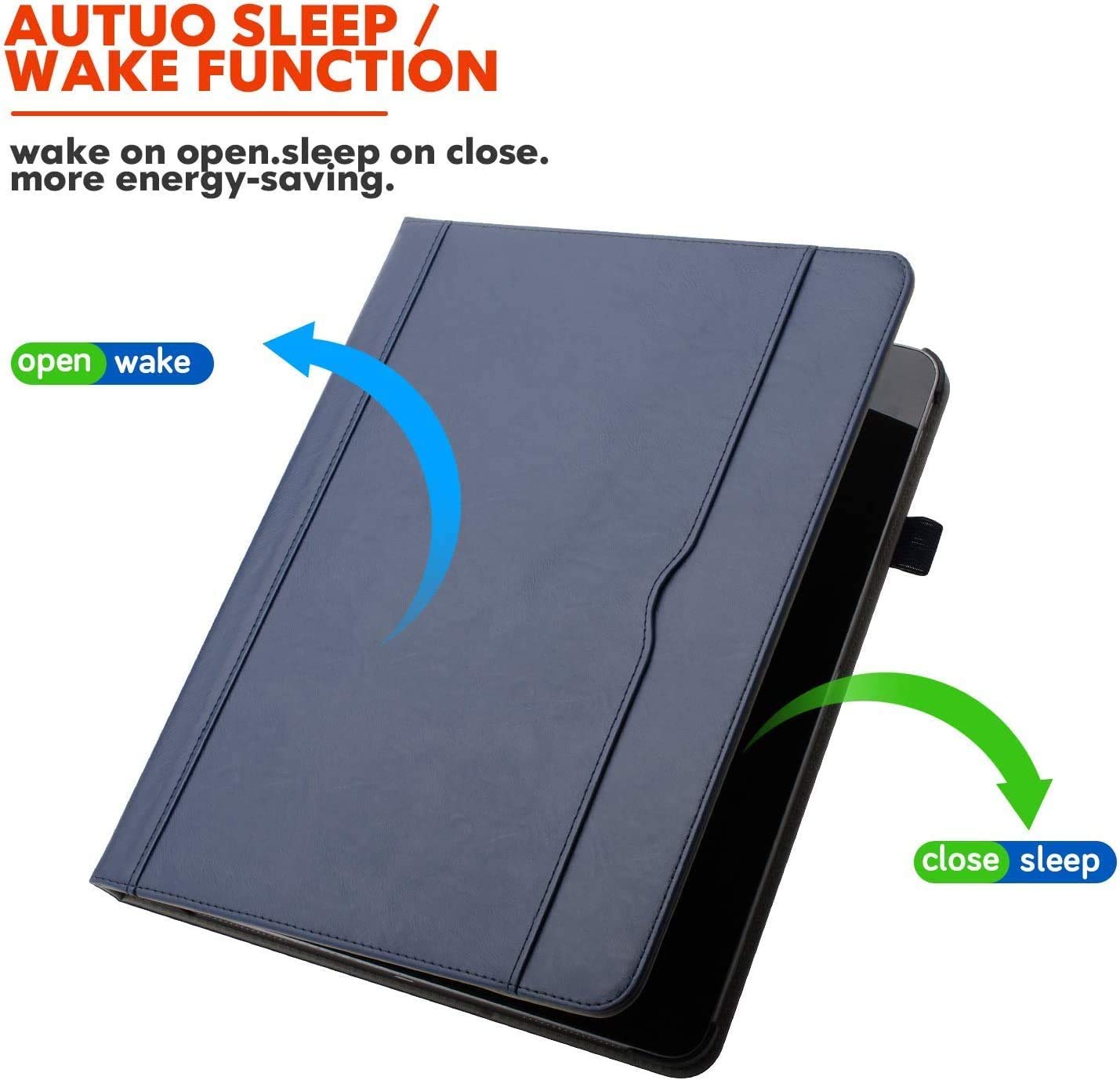 ZoneFoker for Samsung Galaxy Tab A7 10.4 2020 Case, Business Leather Cover, Multi-Angle Viewing Folio Stand Case with Pen Holder Pocket for Galaxy Tab A 7 10.4 SM-T500/T505/T507-(Blue)