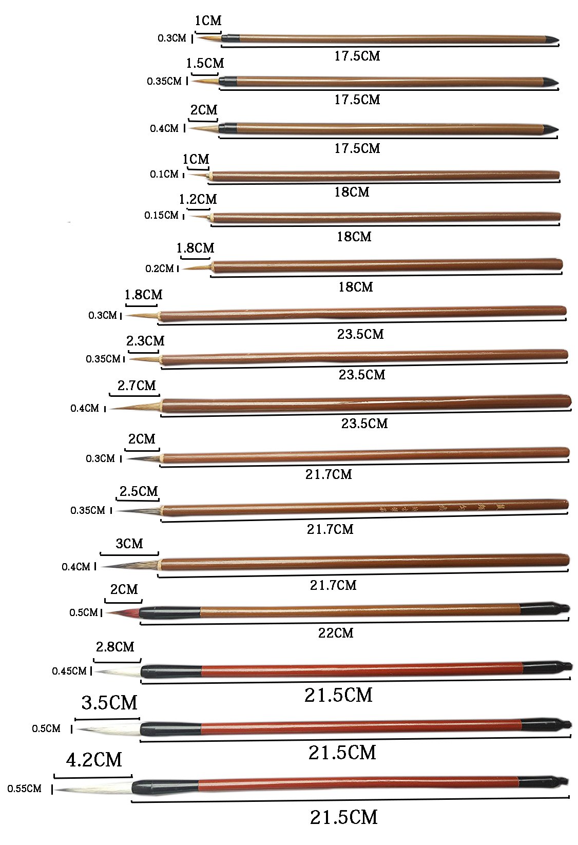 diandiandidi Chinese Writing Brush for Professional Calligrapy & Painting (16-piece Set)