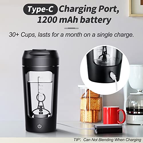 Electric Protein Shaker Bottle, Blender Bottles for Coffee Milk Chocolate Milkshakes | USB Rechargeable 1200mAh Battery | BPA-Free | Tritan Material | 22oz Cup | Supplement Storage Included