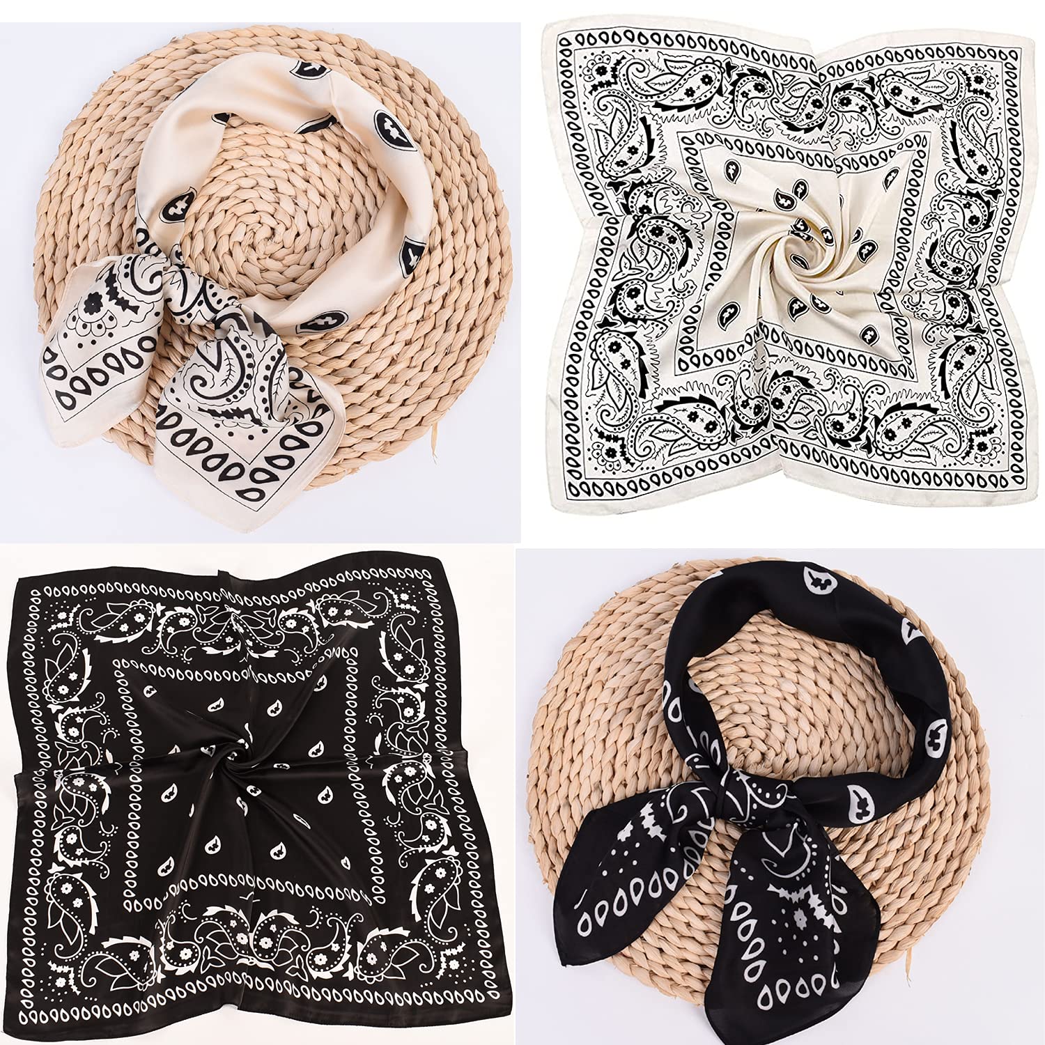 5 pcs Silk Bandanas for Women Hair Scarf, Silk Scarf for Hair Feeling Silk Scarf
