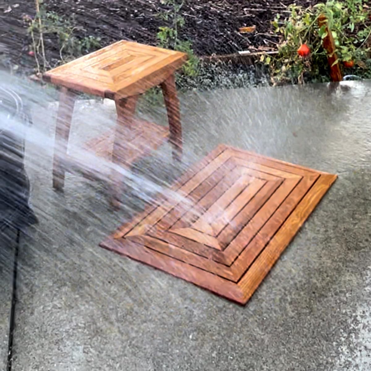 Indonesian Teak Shower Bench with Shelf 18 Inch Stool | Teak Wood Shower Stool & Spa| Waterproof Shower Bench for Indoor and Outdoor Use| Bathroom Stools for Adults Sitting
