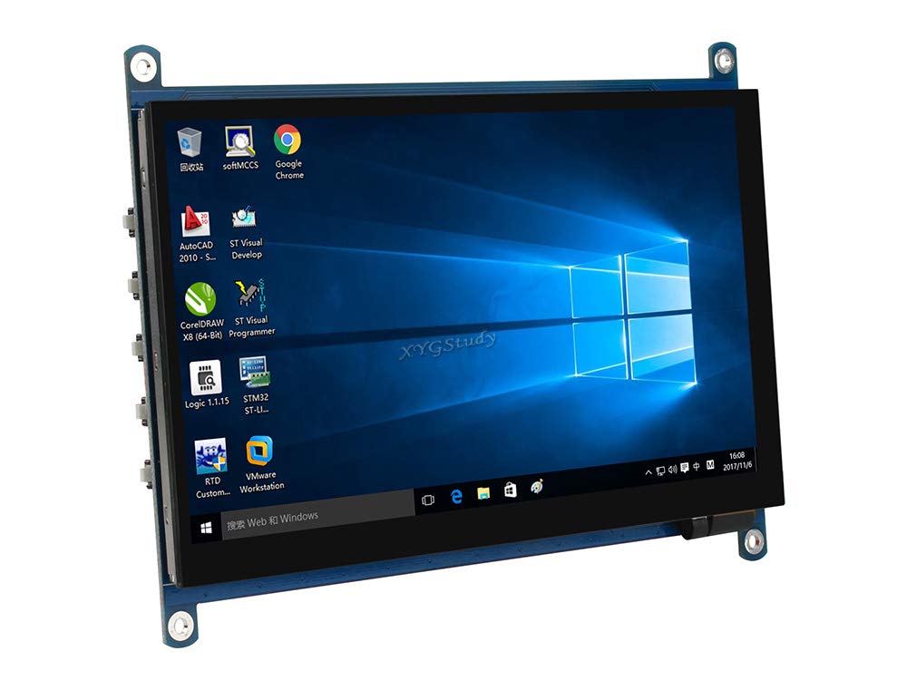 XYGStudy for Raspberry Pi Jetson Nano 7inch QLED Quantum Dot Display Capacitive Touch Screen 1024×600 LCD, G+G Toughened Glass Panel Supports Various Devices & Systems