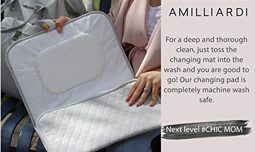 Portable Diaper Changing Pad Stylish & Chic by AMILLIARDI for Travel w/Baby, Infant & Newborn, Changing Mat Portable (Grey)