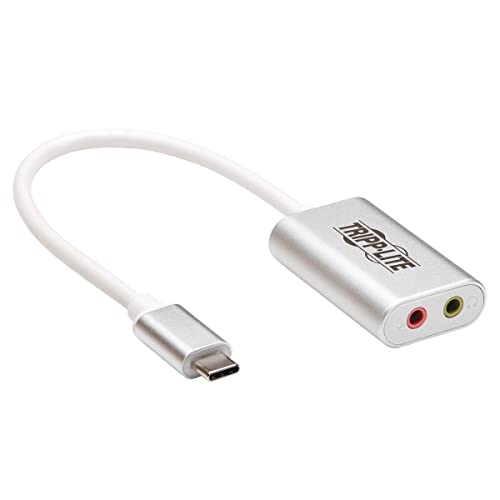 Tripp Lite USB C to 3.5mm Stero Audio Adapter for Microphone Headphones, Silver (U437-002)