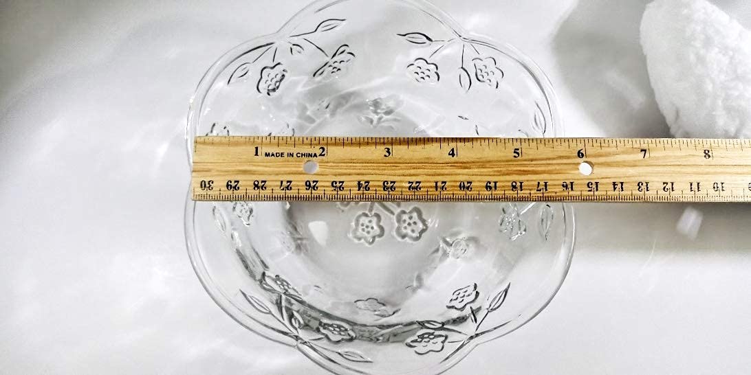 Fancy Molded Glass Dish and Medium Fleece Powder Puff for Dusting Powder 5 Inch Diameter