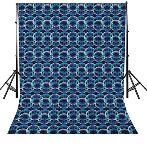 5x7 FT Geometric Vinyl Photography Backdrop,Overlapping Entangled Polka Dots Pattern in Modern Style Abstract Grunge Circles Background for Photo Backdrop Baby Newborn Photo Studio Props
