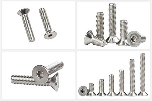 Guard4U 300Pcs Metric M2 304 Stainless Steel Flat/Countersunk Head Hex Socket Cap Bolts Screws Nuts Assortment Kit- M2x 4mm/ 6mm/ 8mm/ 10mm/ 12mm/ 14mm/ 16mm/ 18mm/ 20mm