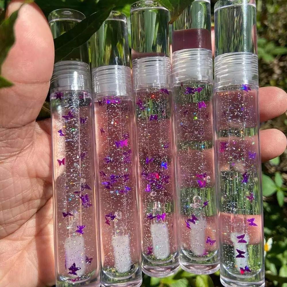 Lip Gloss Tubes with Wand Empty, 10 Pack 5ml Transparent Lip Gloss Containers, Clear Crystal Lip Gloss Tubes with Rubber Stoppers for DIY Lip Gloss
