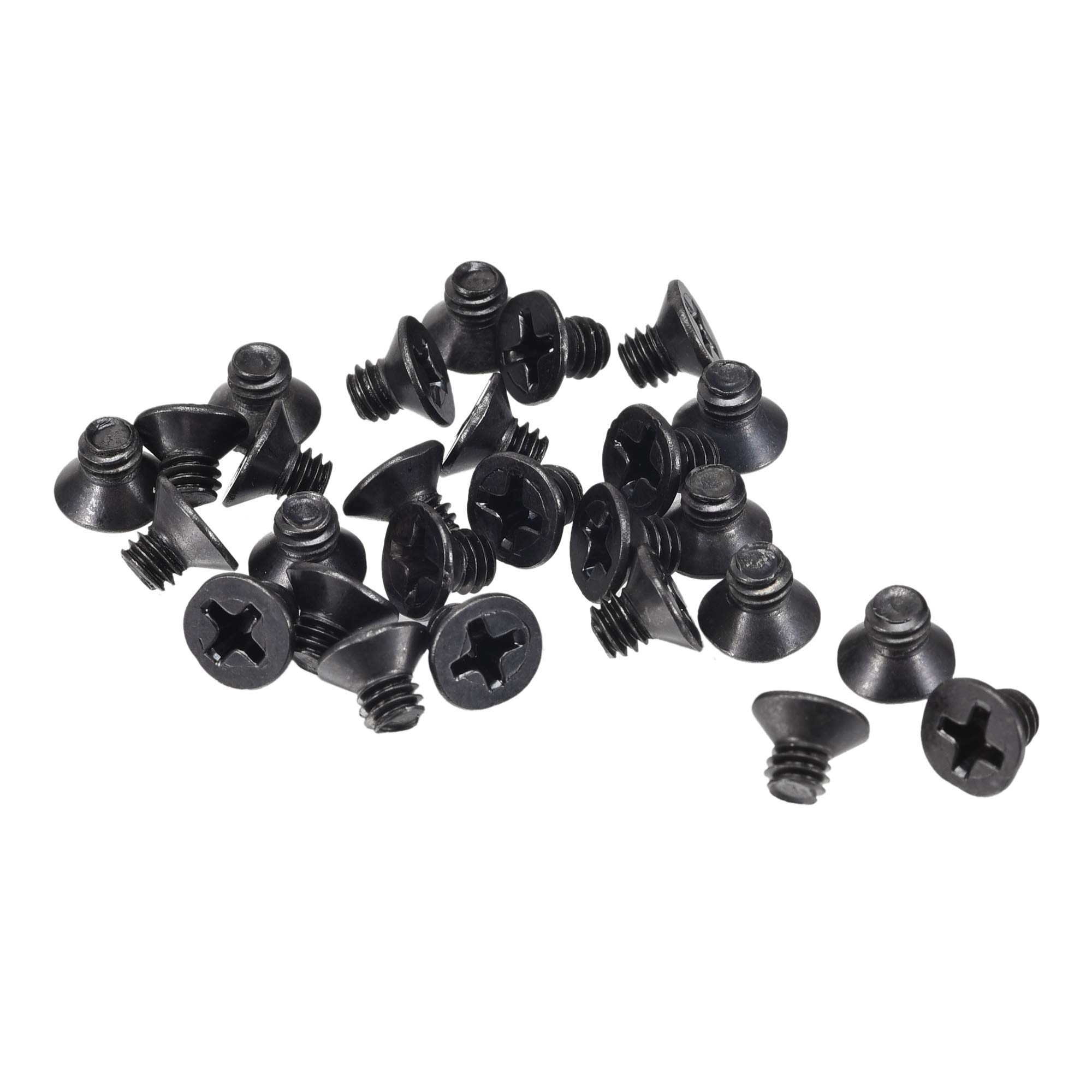 uxcell M4 x 5mm Phillips Screw Fastener Black for Laptop PC TV Fan Switch 50pcs