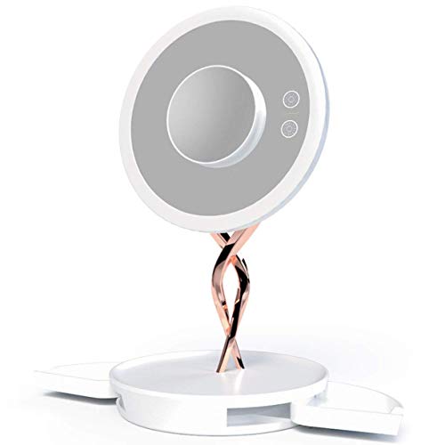 LIMEI-ZEN Lighted Makeup Mirror, 22 LED Cosmetic Mirror Touch Screen Dimming 45° Rotation with Stand Charging Vanity Mirror USB Charging with Lithium Battery Mirrors