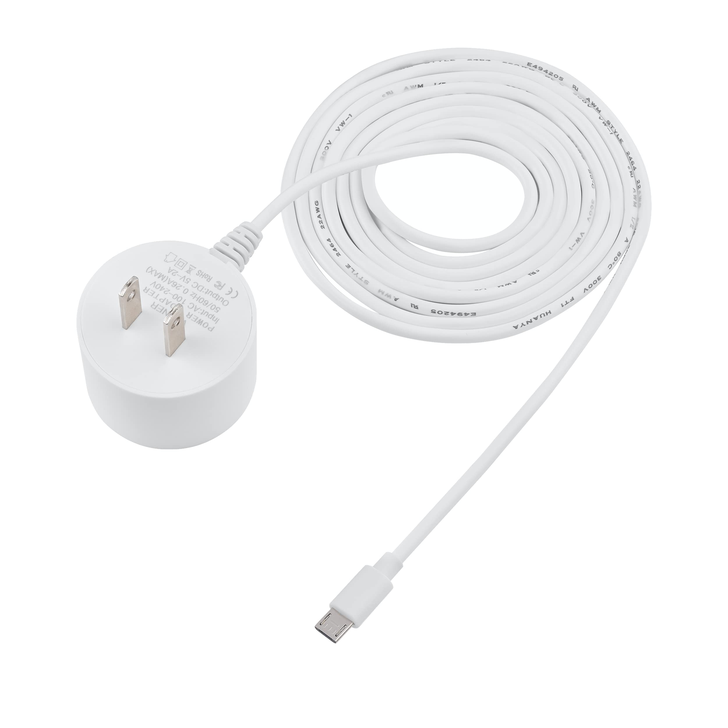 Vebner 6ft Power Adapter Compatible with Google Home Mini Power Cable - Micro B Power Adapter (Long)