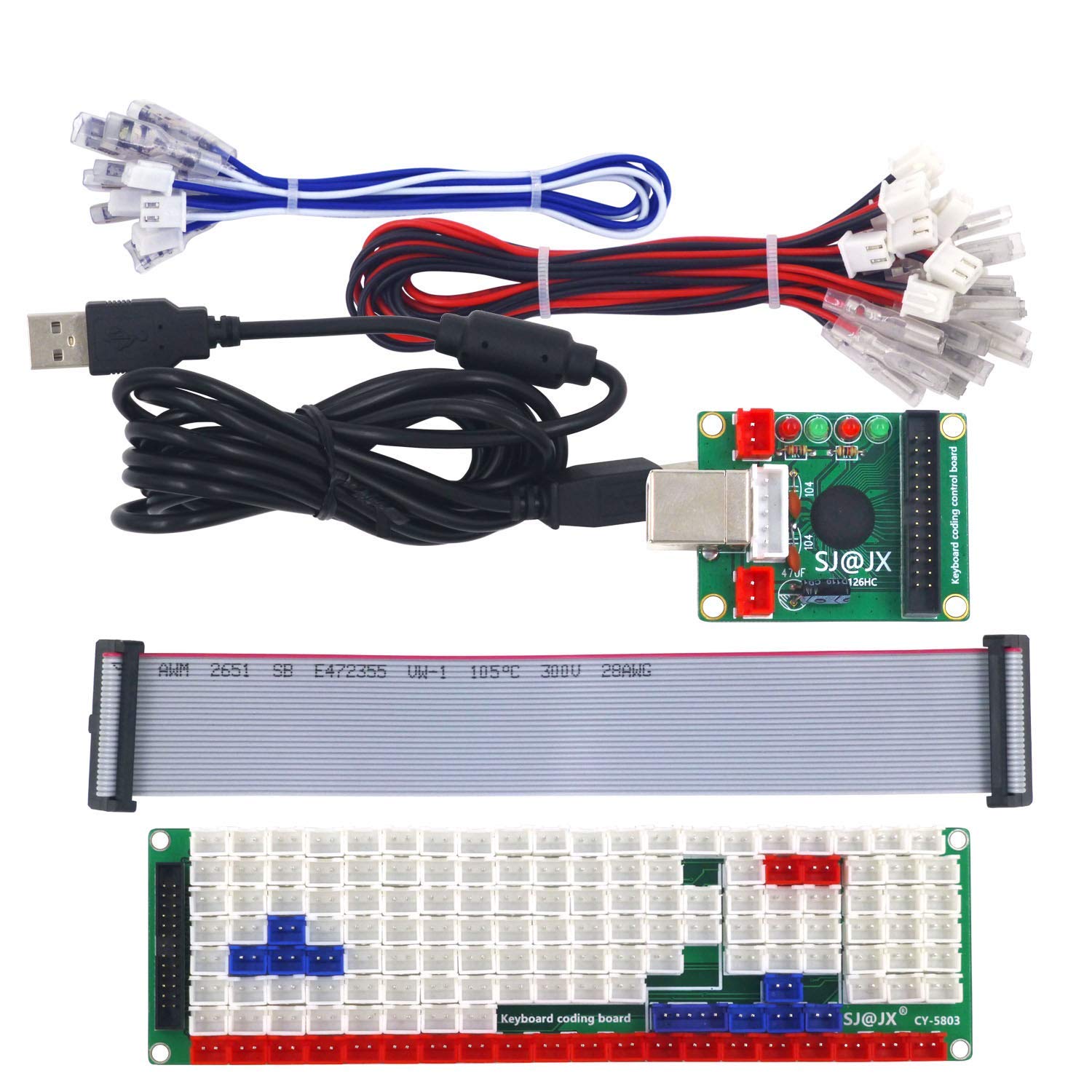SJ@JX Development Keyboard Encoder Board Game Controller DIY LED Keyboard Development Board Media Music USB Encoder 104 Keys Arcade DIY Kit
