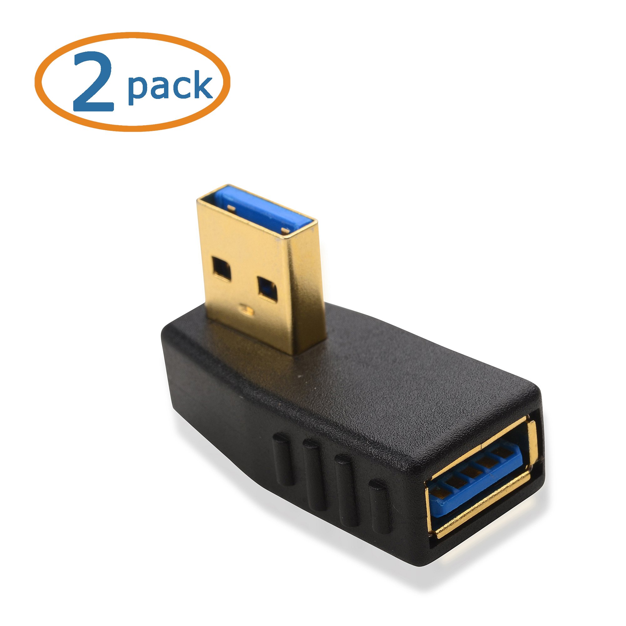 Cable Matters 2-Pack 90 Degree Right Angle USB Adapter Gender Changer